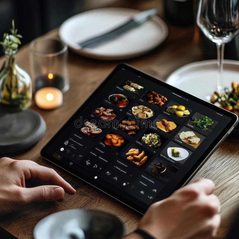 Digital Menu, Ordering Food Online on Tablet Stock Illustration ...