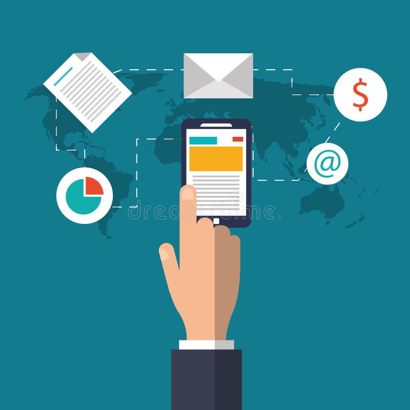 Digital Messaging Related Icons Image Stock Illustration - Illustration ...