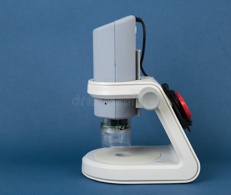Microscope on Blue Background with Molecular Stock Image - Image of ...