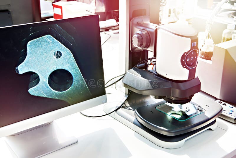 Digital Microscope and Monitor in Lab Stock Image - Image of computer ...