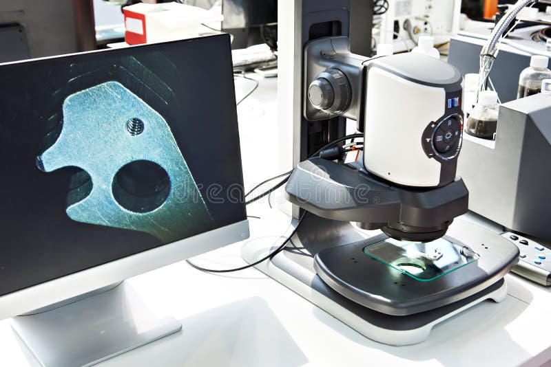 Digital Microscope and Monitor in Lab Stock Image - Image of computer ...
