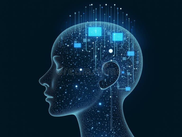 Digital Mind: Abstract Representation of Human Intelligence, Tech, and ...