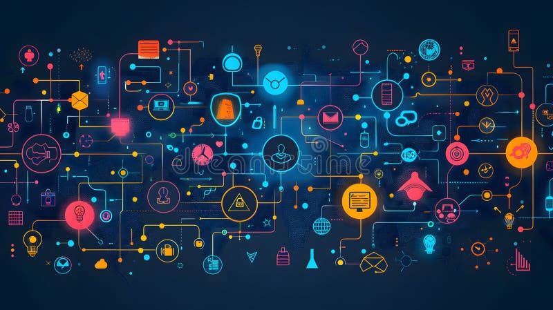 Digital Mind Map with Interconnected Idea, Visual Thinking Stock ...