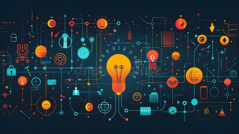Digital Mind Map with Interconnected Idea, Visual Thinking Stock ...