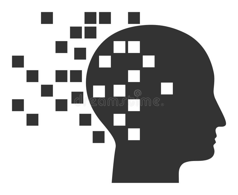 Digital Mind Icon with Scratched for Robots Seal Stock Illustration ...