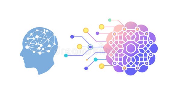 Digital Mind Thoughts, AI Cognitive Science Vector, Vector Design ...