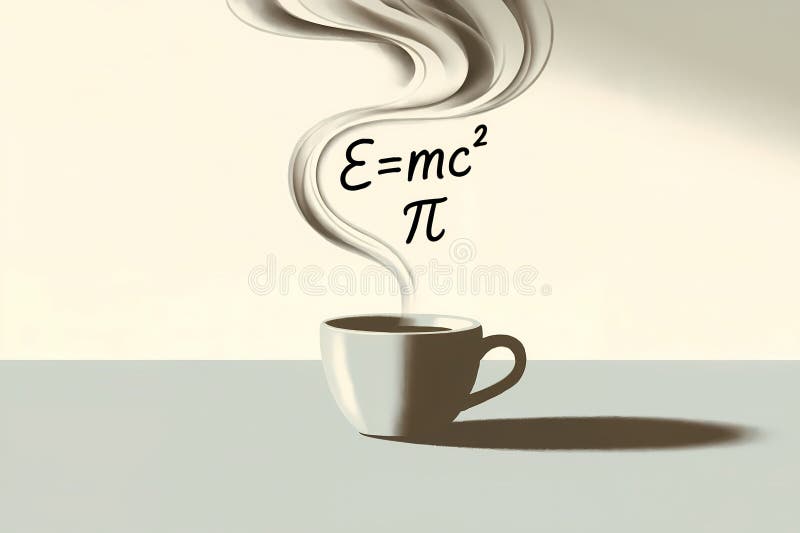 Coffee Cup with Steam Forming Math Formulas, Digital Knowledge Concept ...