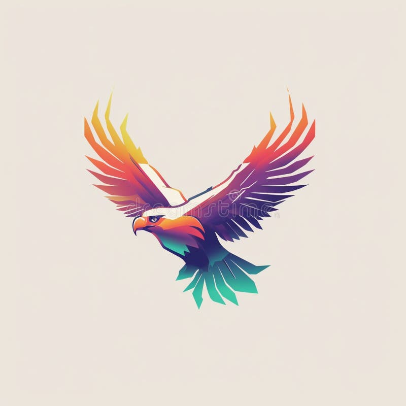 Digital Minimalistic Colored Eagle Illustration Stock Illustration ...
