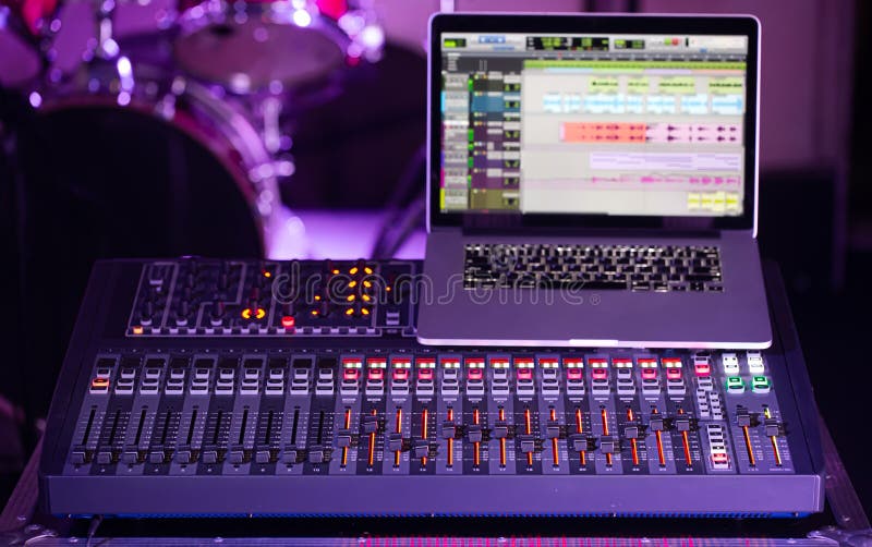 Digital Mixer in a Recording Studio , with a Computer for Recording ...