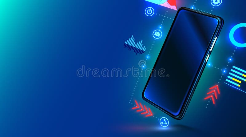 Digital Mobile Technology. Cosmos Style in Blue Color. Devise with ...