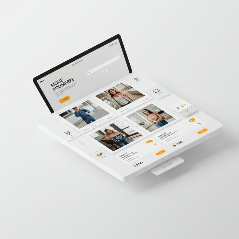 Digital Mockup of a Website Interface Displayed on Overlapping Tablet ...