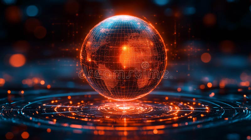 A Digital Model of the Earth Surrounded by Luminous Concentric Circles ...