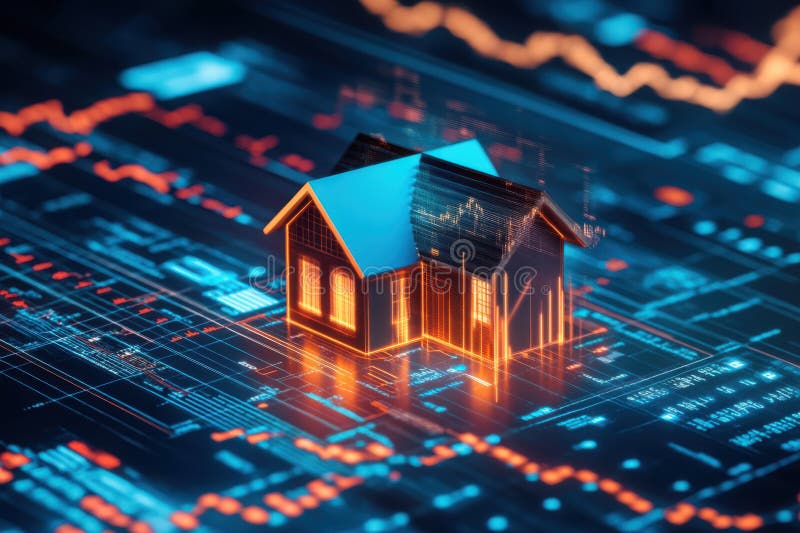 A Digital Model of a House Projected on a Tablet, Showcasing a Blend of ...