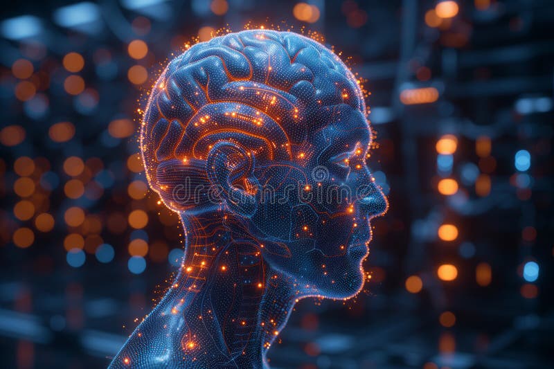 Digital Model of the Human Head with Electrical Discharges Running ...