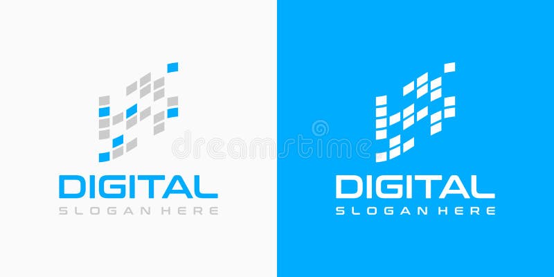Digital Modern Pixel Flag Vector Logo Design Stock Vector ...
