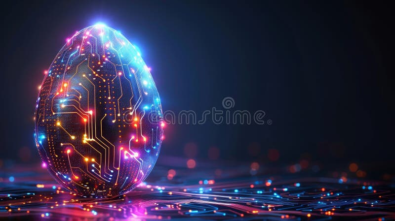 A Digital Modern Illustration Featuring a Glossy Easter Egg with a ...