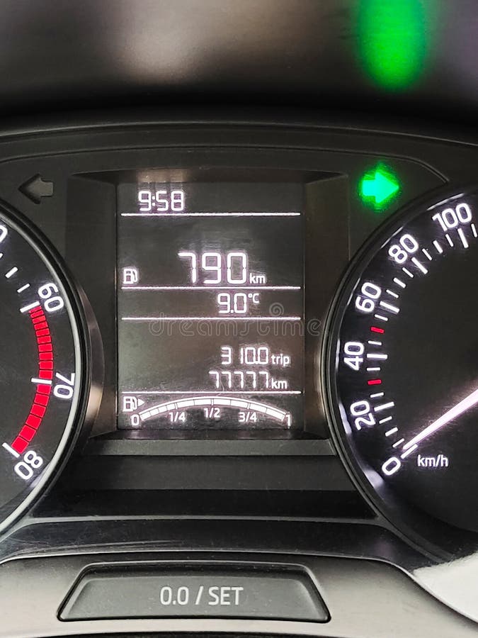 Digital Modern LCD Display of a Car with a Dashboard with Backlight ...