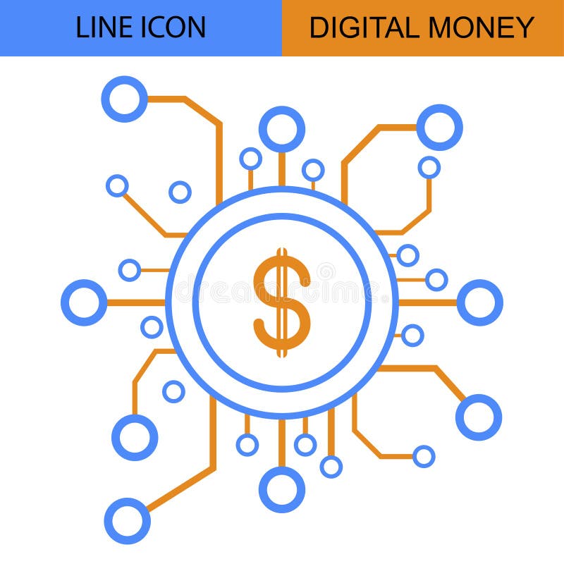 Digital Money Line Vector Icon Stock Vector - Illustration of business ...