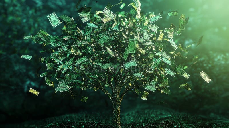 The Digital Money Tree. Generative AI Stock Photo - Image of virtual ...