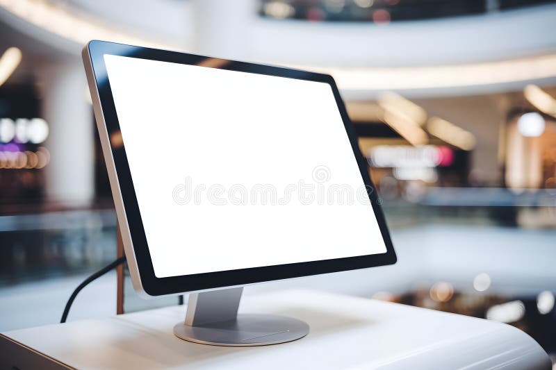 Blank Digital Monitor on a White Surface, Soft Indoor Lighting and ...