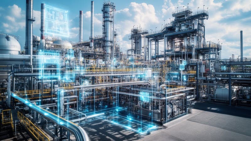 Digital Monitoring System in Gas Processing Facility Stock Illustration ...