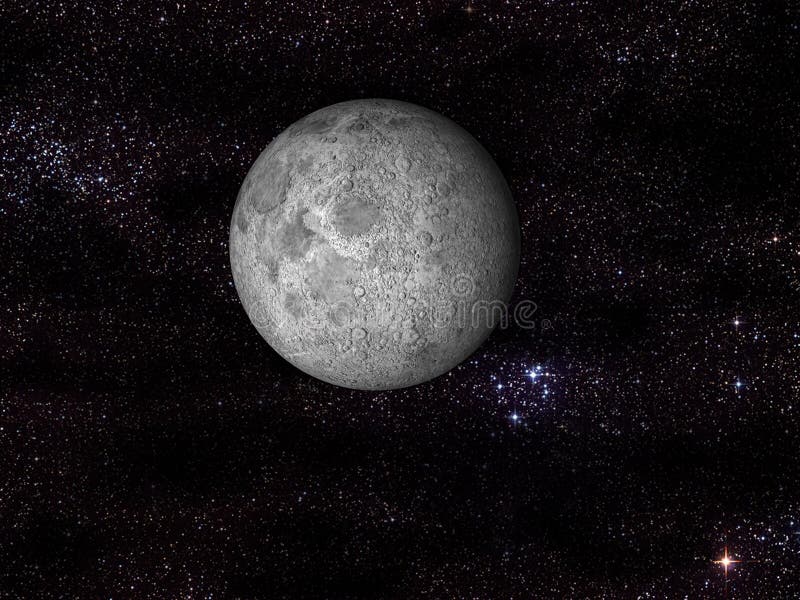 Full Moon in Starry Night Sky Stock Illustration - Illustration of ...