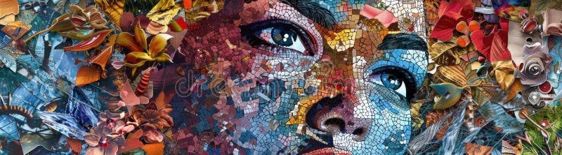 A Digital Mosaic of Fragmented Images and Textures, Assembled into a ...