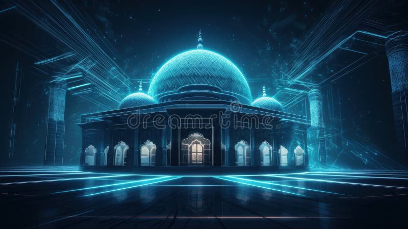 Digital Mosque Architecture. Created by Generative Artificial ...