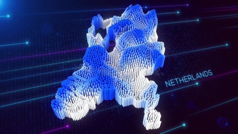 Digital Motion 3D Perspective Dynamic Rippling Map of Netherlands in ...