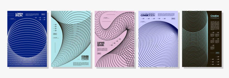 Digital Motion Stripe Line Round Circle Cover Design Set Stock Vector ...