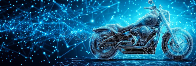 Digital Motorcycle on an Abstract Technology Background Representing ...