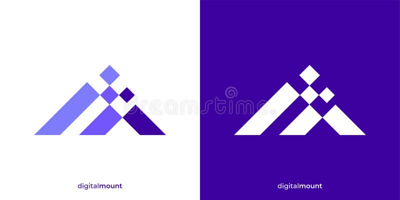 Modern Digital Mount Logo. Mountain and Digital Symbol Graphic Icons ...