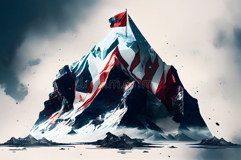 Digital Mountain with Flag on Top. High Mountain, Generative Ai Stock Photo - Image of mountain ...