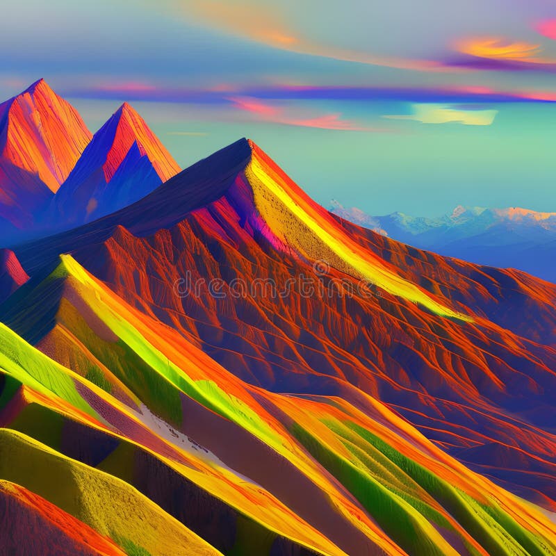Digital Mountains: an Abstract Representation of Mountains, Created with Digital Shapes and ...