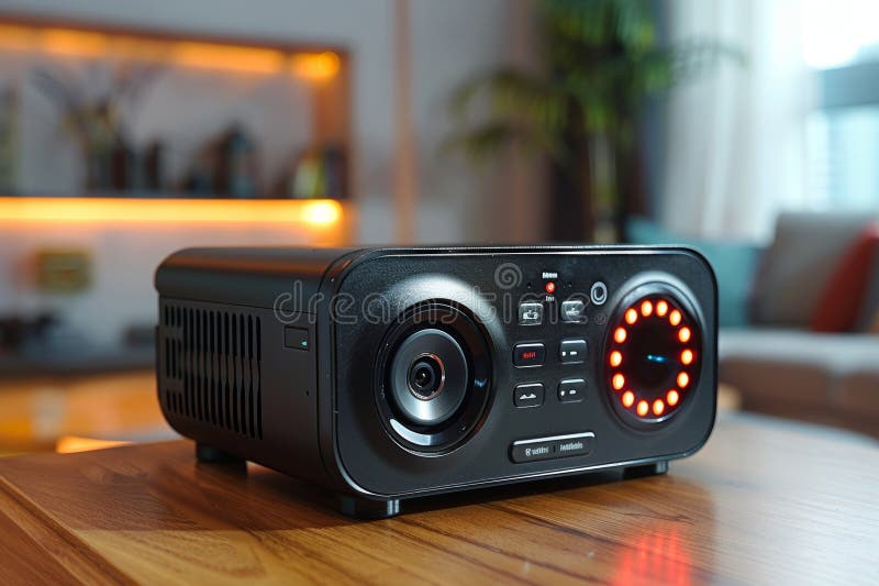Digital Multimedia Projector on Wooden Table with Remote Control for ...