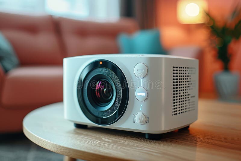 Digital Multimedia Projector on Wooden Table with Remote Control for ...