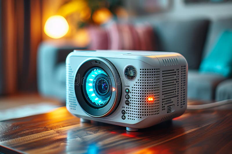 Digital Multimedia Projector on Wooden Table with Remote Control for ...