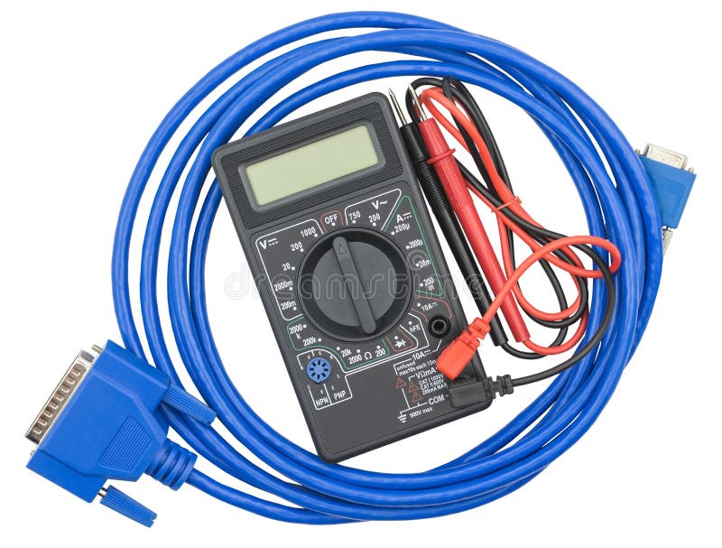 Digital Multimeter and Blue Computer Cable Stock Photo - Image of ...