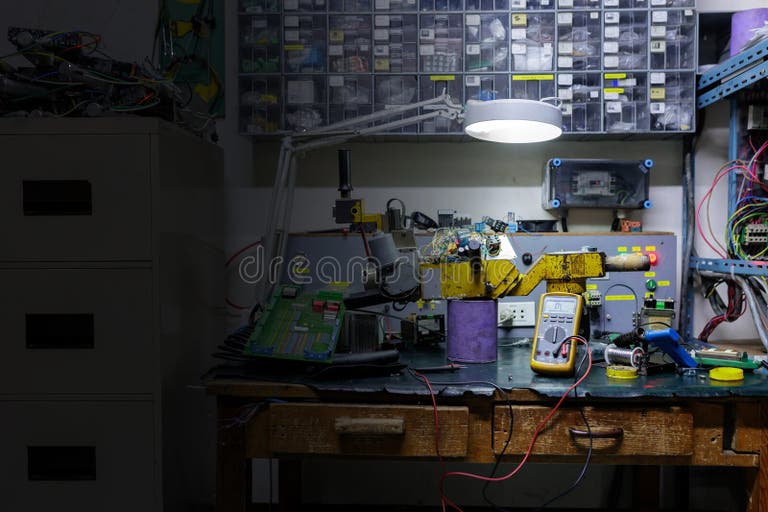 Digital Multimeter and Circuit Board with Empty Space for Text Stock ...