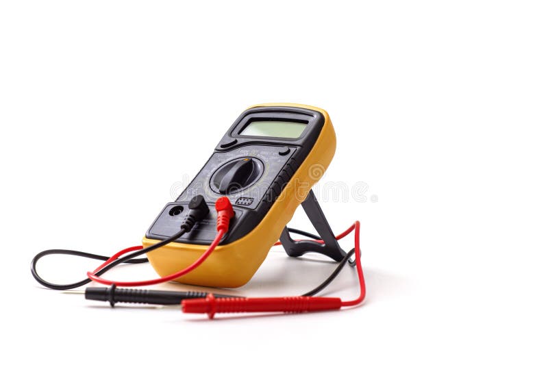 Digital Multimeter Close-up with Test Probes Isolated on White ...