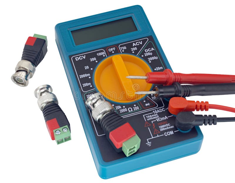 Digital Multimeter and Connectors for Spherical Security Cameras Stock ...