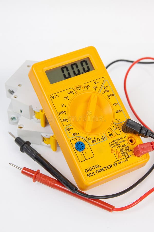 Digital Multimeter and Electric Circuit Breaker Stock Image - Image of ...