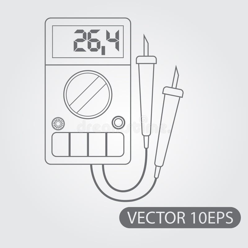 Digital Multimeter Icon Black and White Outline Drawing Stock ...