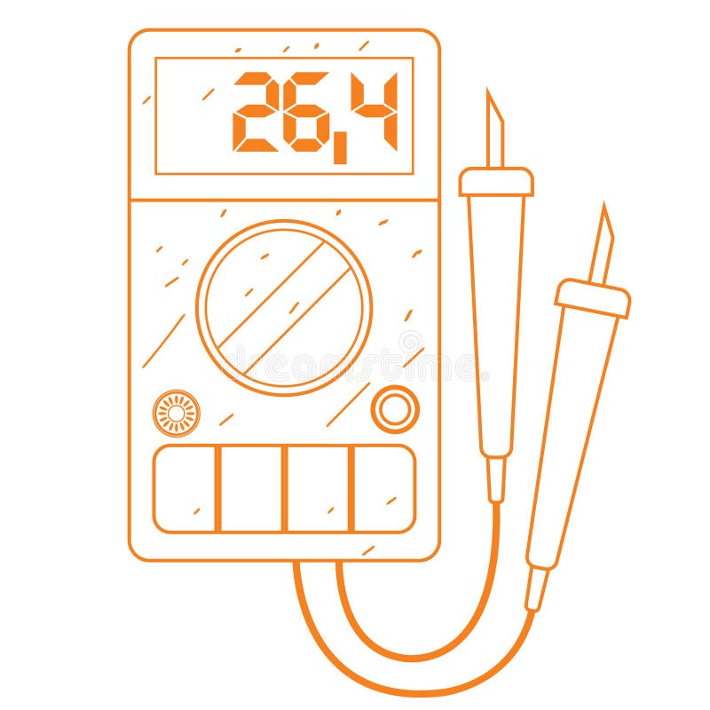 Digital Multimeter Icon Black and White Outline Drawing Stock ...