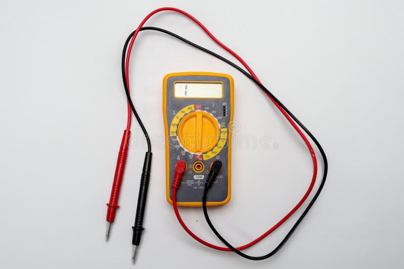 Digital Multimeter Measuring Voltage on White Background Stock Photo ...