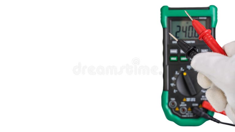 Digital Multimeter with Probes in Gloved Hand Stock Photo - Image of ...