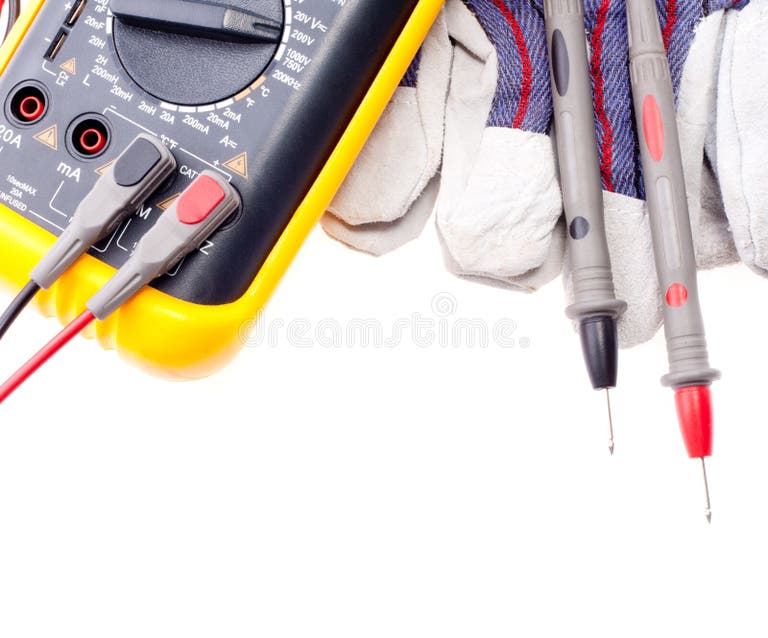 Digital Multimeter, Probes and Gloves Stock Photo - Image of equipment ...