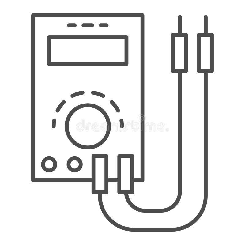 Digital Multimeter Thin Line Icon. Electricity Tester Vector ...