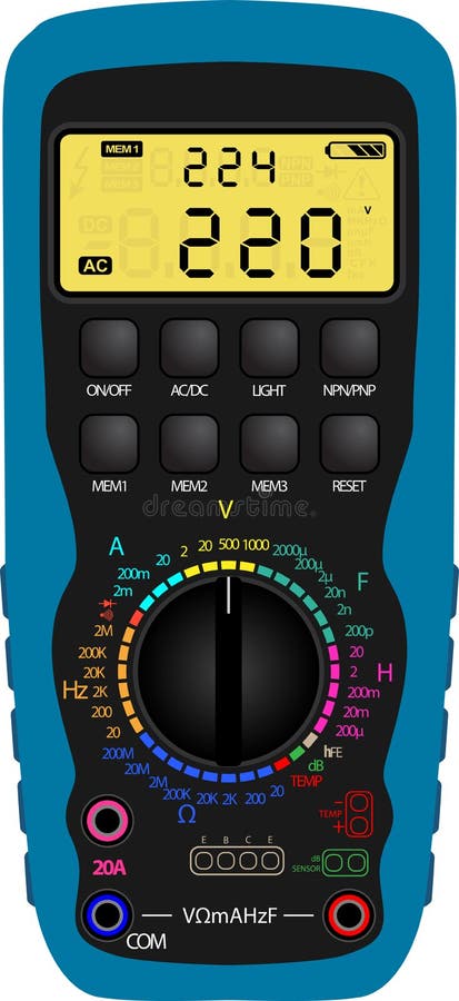 Digital multimeter stock vector. Illustration of display - 46010315