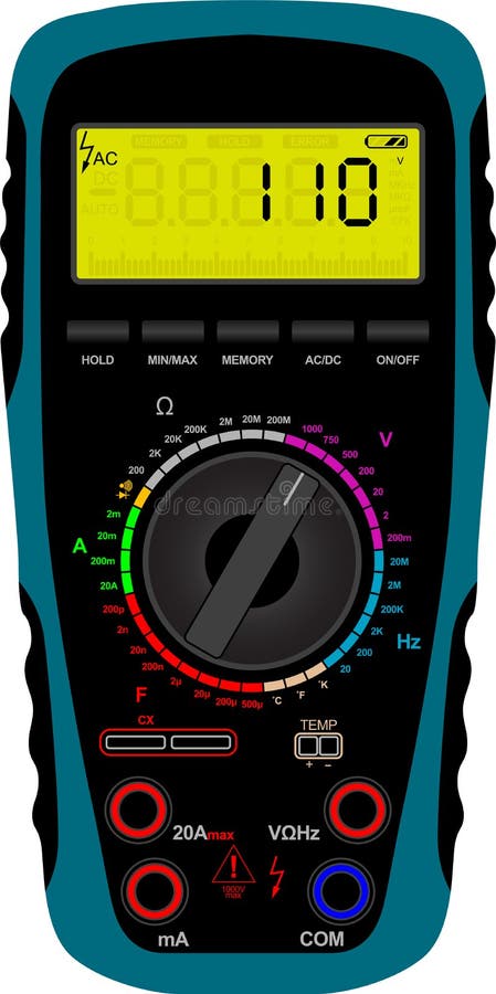 Digital multimeter stock vector. Illustration of display - 46010315